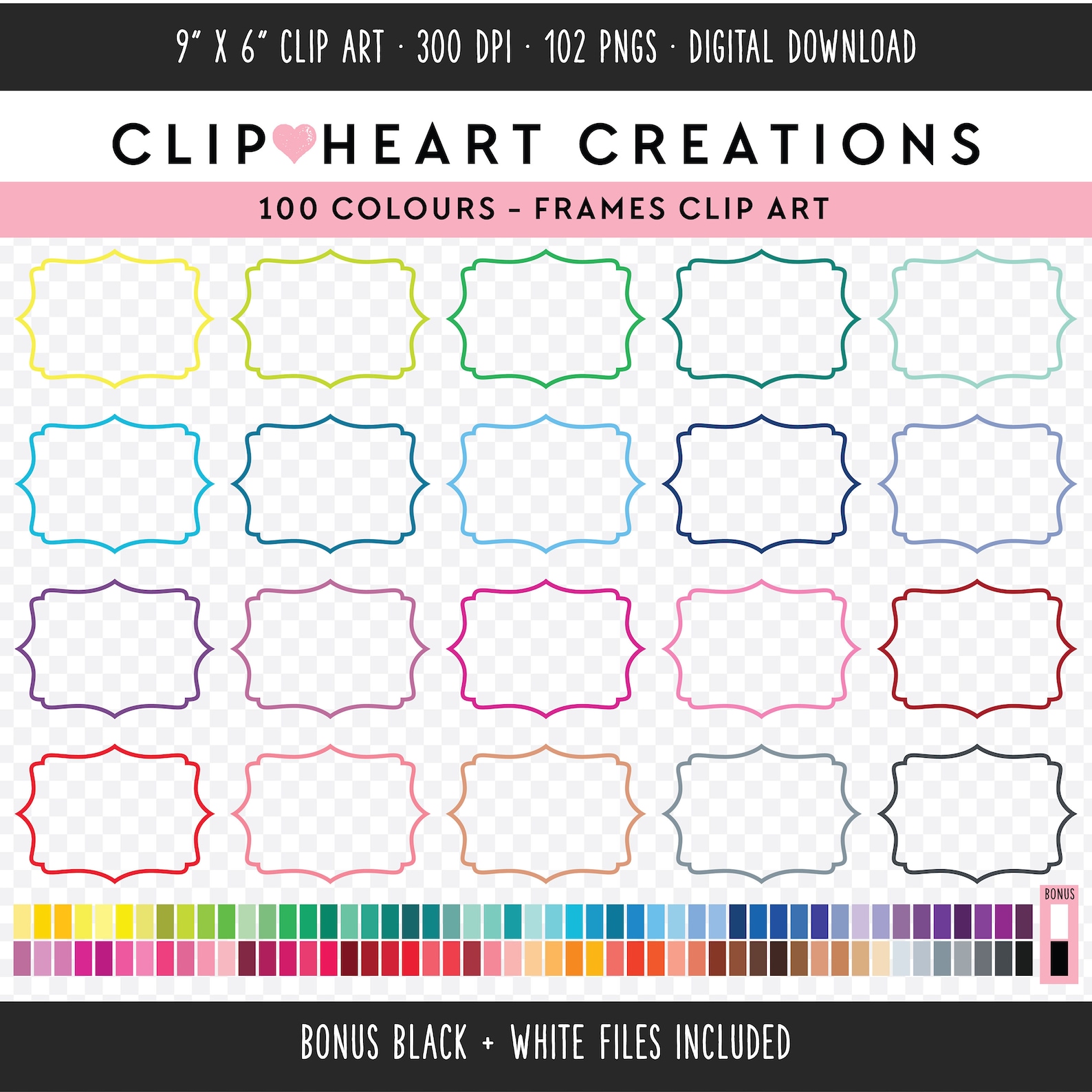 100 Bracket Frame Digital Clip Art Commercial Use Instant | Etsy