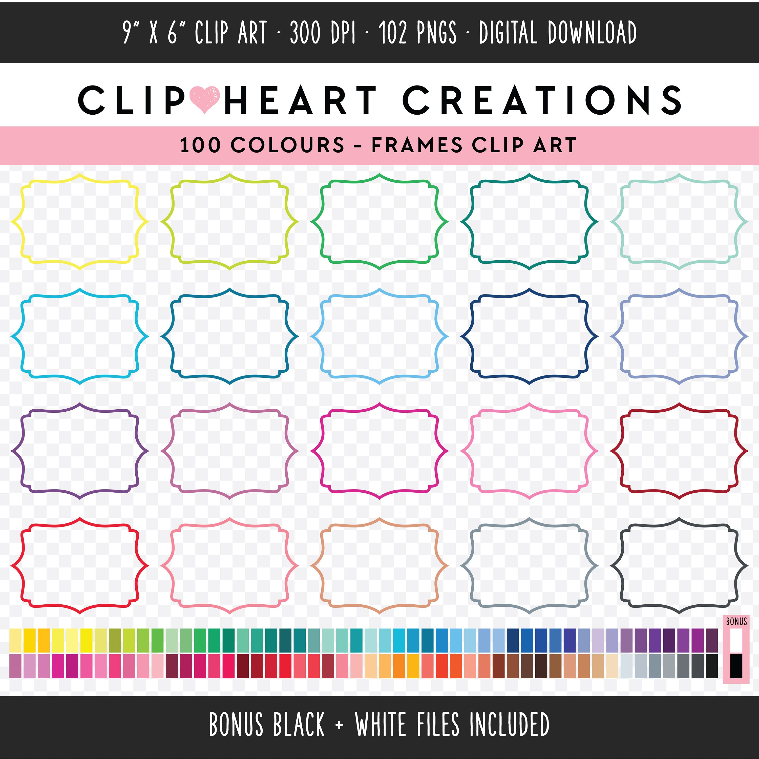 100 Bracket Frame Digital Clip Art Commercial Use Instant | Etsy