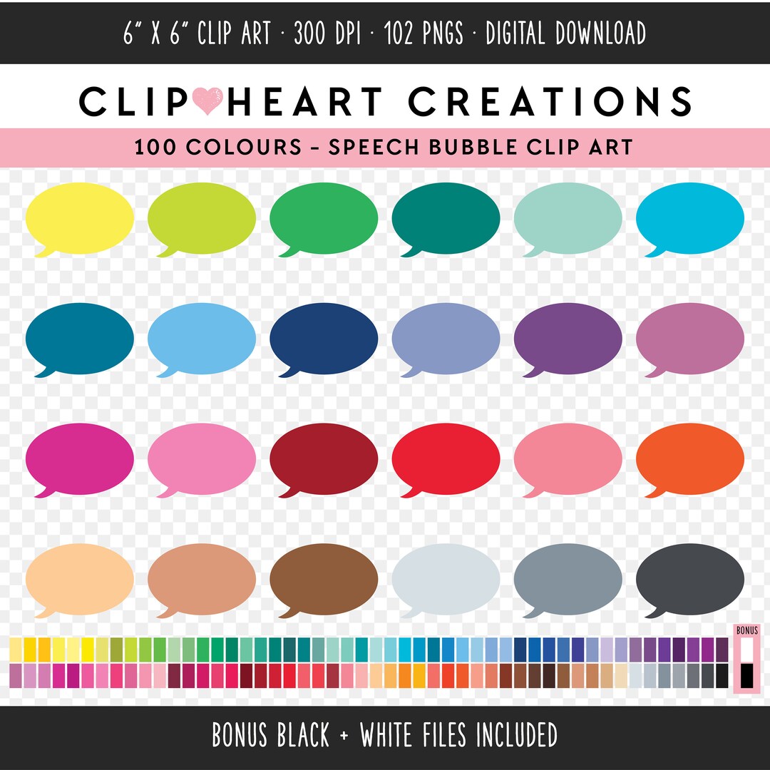 100 Speech Bubble Clip Art, Commercial Use Instant Download PNG Speech ...