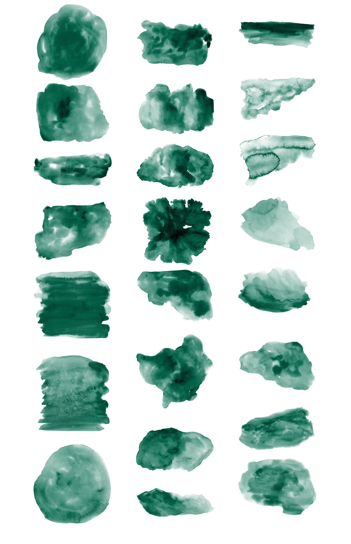 Emerald Watercolor Shapes Clip Art, Commercial Use Instant Download PNG ...