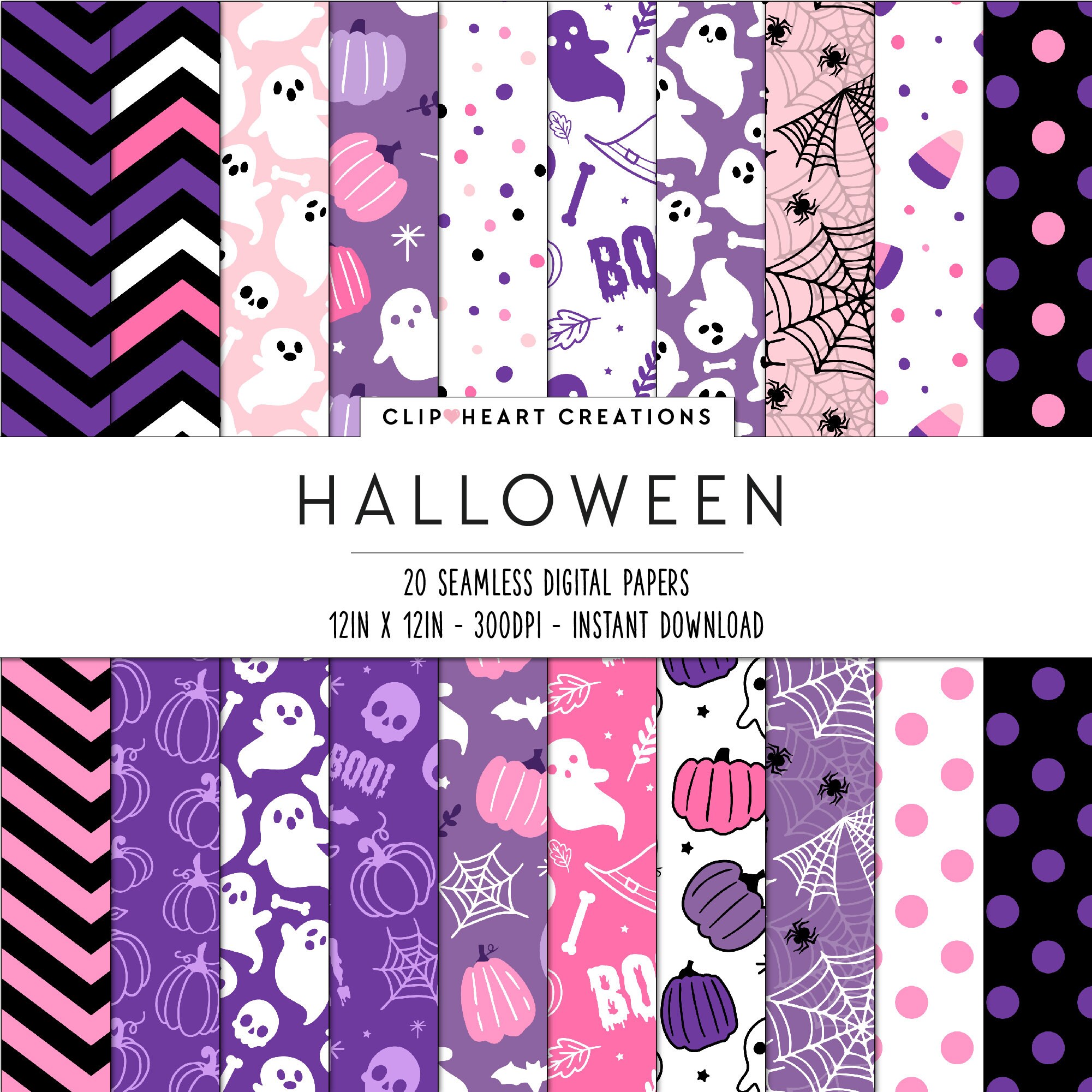 20 Cute Halloween Themed Digital Papers Seamless Commercial - Etsy