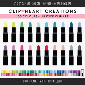 100 Lipstick Digital Clip Art, Commercial Use Instant Download Makeup ...