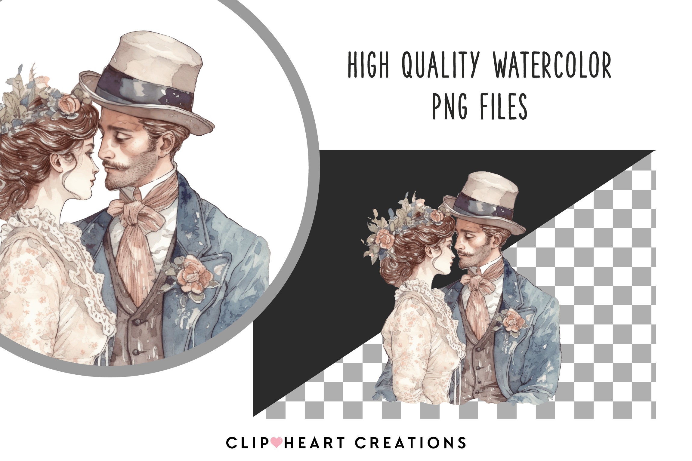 Victorian Romance Watercolor Clipart Collection, Commercial Use Instant ...