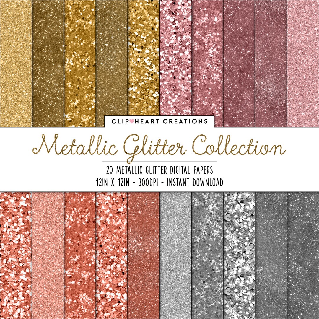20 Metallic Glitter Digital Papers, Commercial Use Instant Download ...