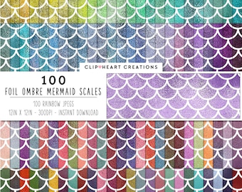 100 Glitter Mermaid Scales Digital Papers Commercial Use | Etsy