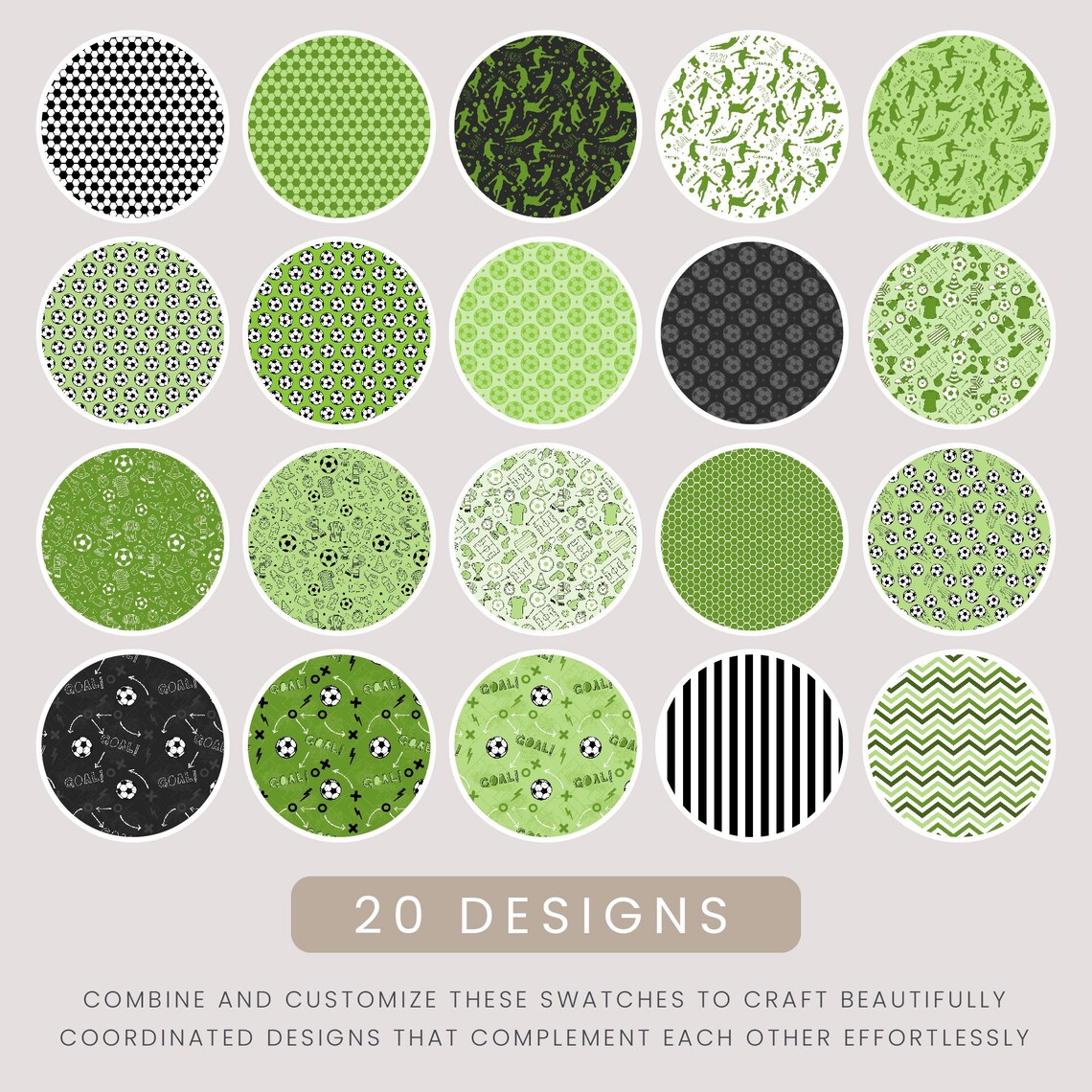 20 Soccer Themed Digital Papers, Seamless Commercial Use Instant ...