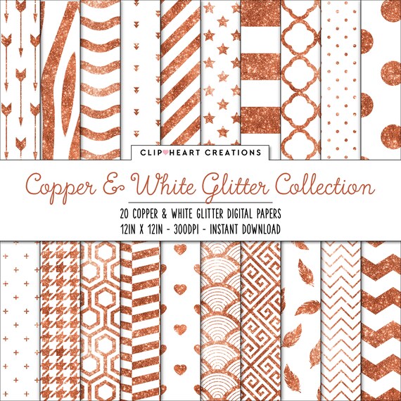 20 Copper Glitter Pattern Digital Papers Commercial Use | Etsy UK