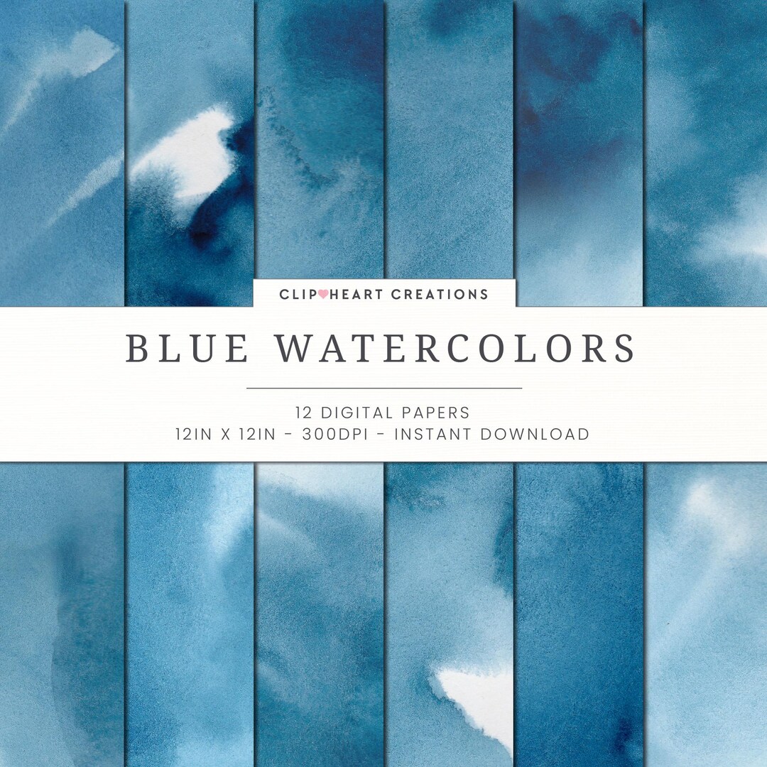 Blue Watercolor Digital Papers, Commercial Use Instant Download ...