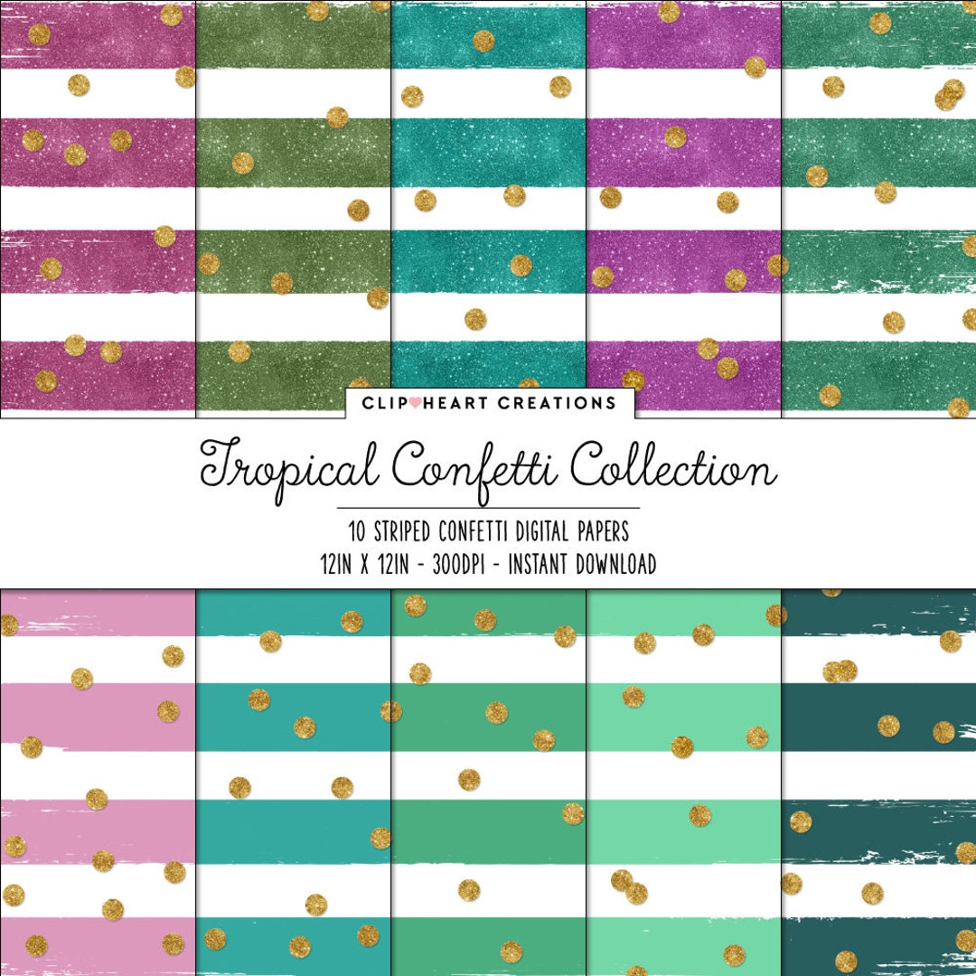Tropical Confetti Sparkle Digital Papers, Commercial Use Instant ...