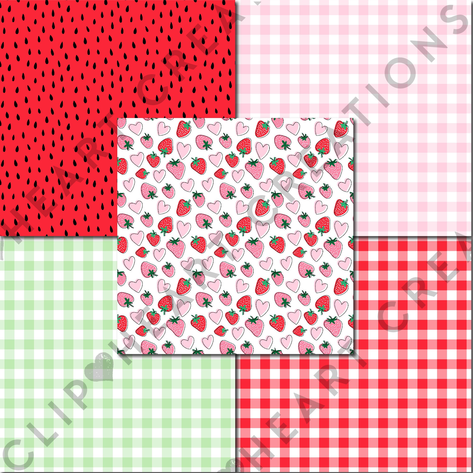 20 Strawberry Themed Digital Papers Seamless Commercial Use - Etsy