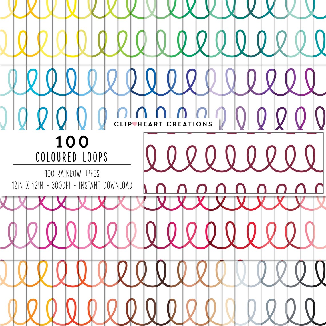 100 Loops Digital Paper, Commercial Use Seamless Looped Pattern Digital ...