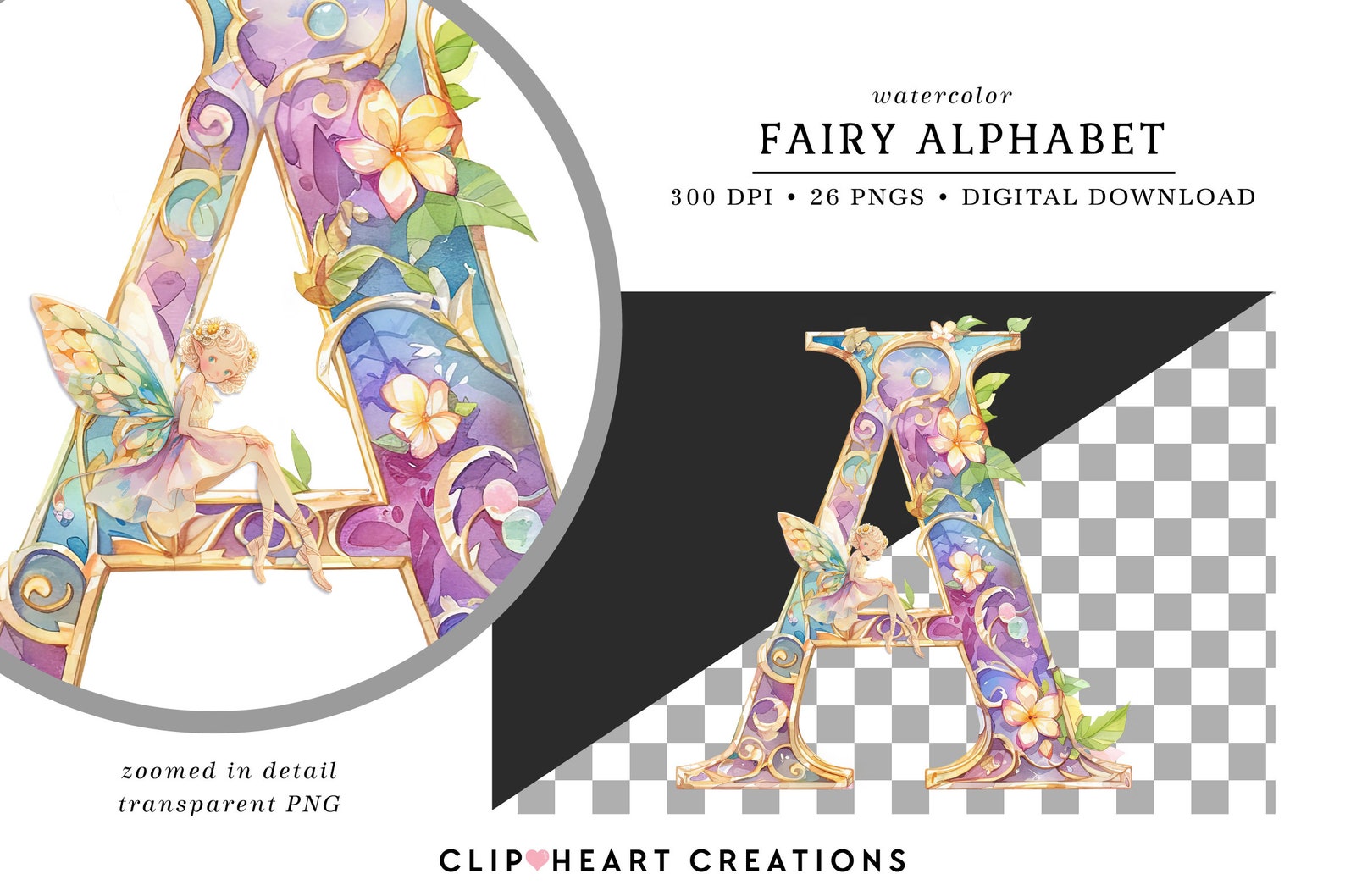 Fairy Alphabet Clip Art, Commercial Use Instant Download Fantasy ...