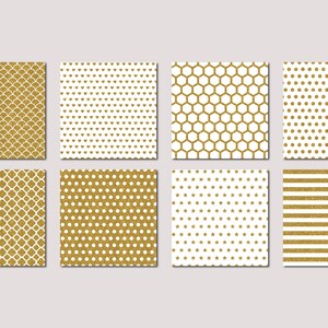 Gold Glitter Pattern Digital Papers Commercial Use, 14 White and Gold ...
