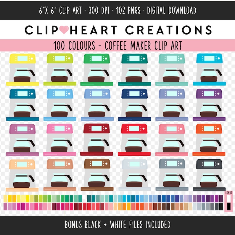 100 Coffee Maker Digital Clip Art Commercial Use Instant - Etsy