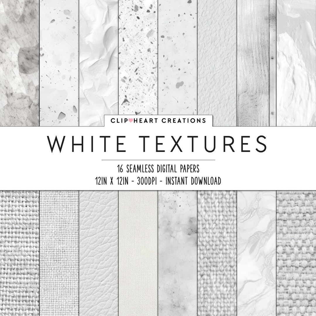 White Textures Digital Papers, Seamless Commercial Use Instant Download ...