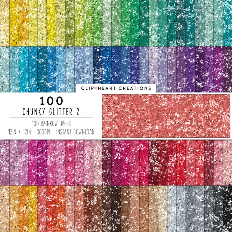 100 Chunky Glitter Digital Paper Commercial Use Instant - Etsy UK