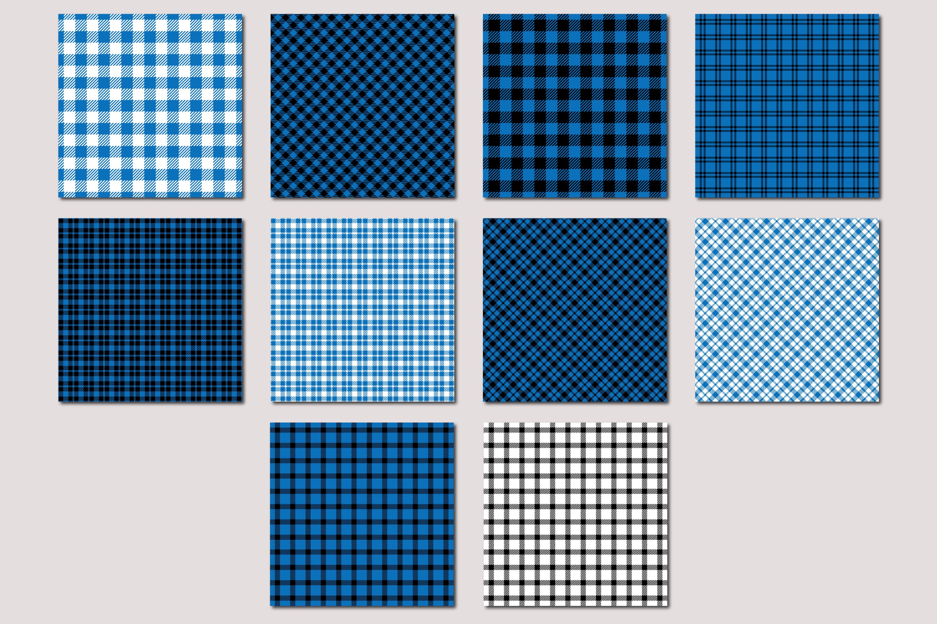 Blue Buffalo Plaid Digital Paper Set, Seamless Lumberjack Plaid Papers ...