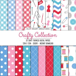 Sewing and Craft Digital Papers, Commercial Use Instant Download Sewing ...