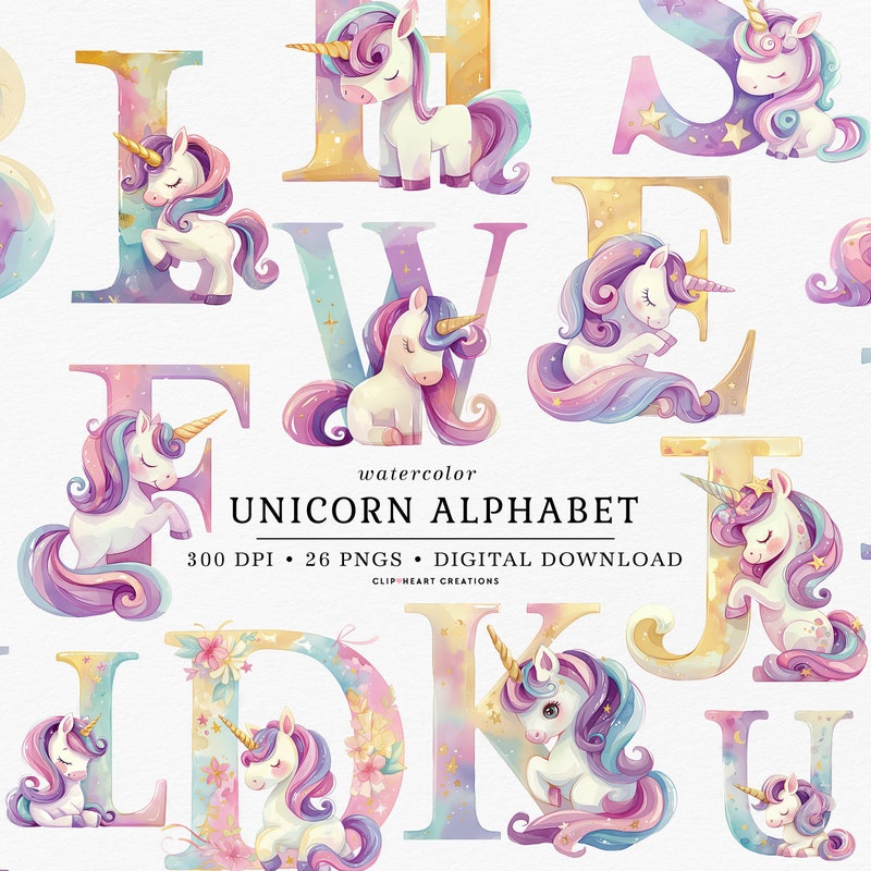Unicorn Alphabet - Etsy