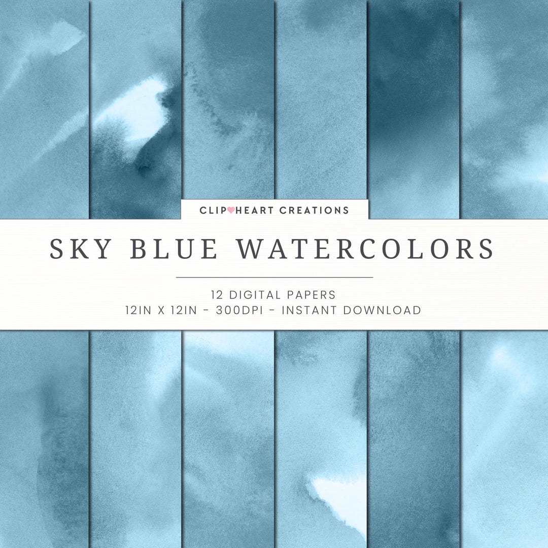 Blue Watercolor Digital Papers, Commercial Use Instant Download ...