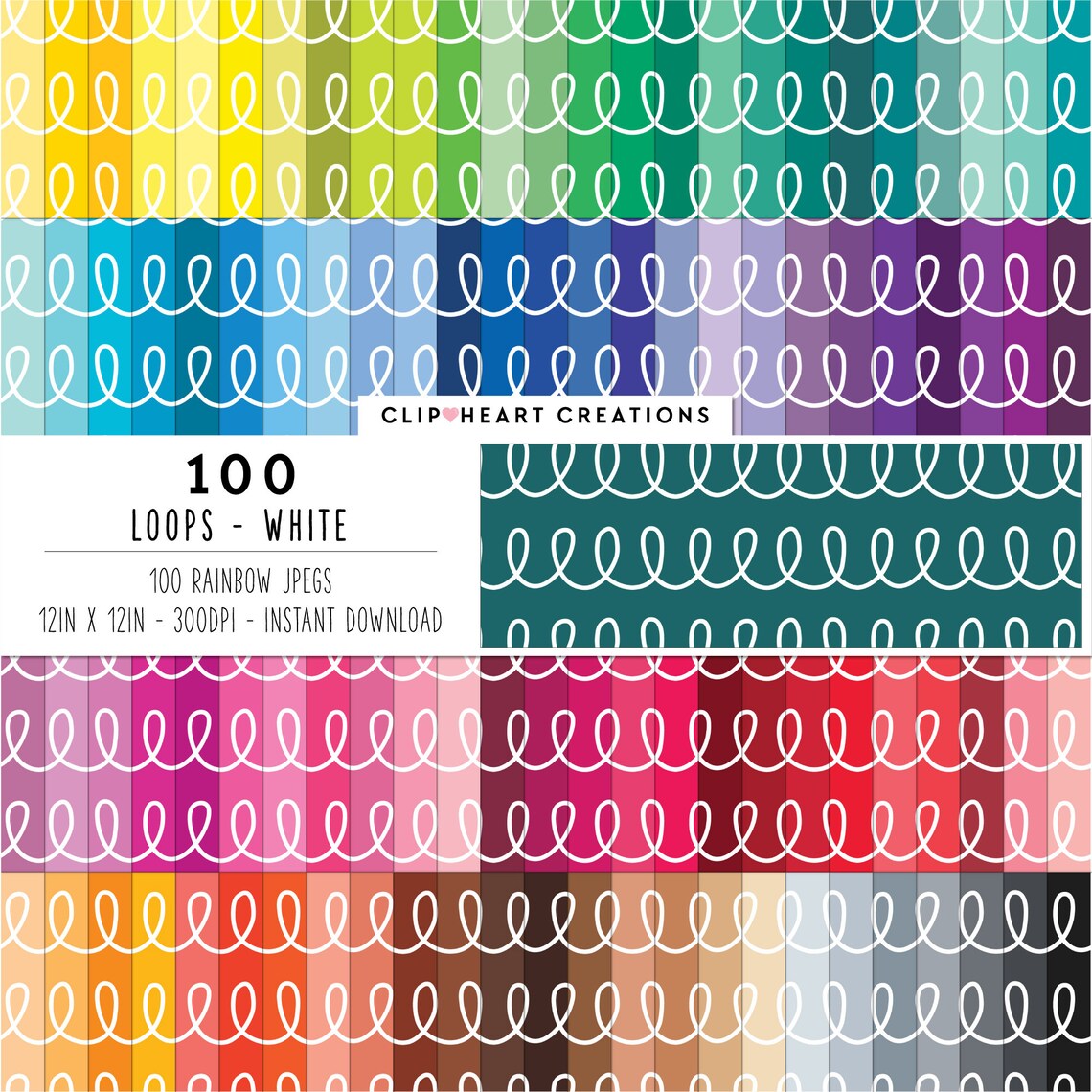 100 Loops Digital Paper, Commercial Use Seamless Looped Pattern Digital ...