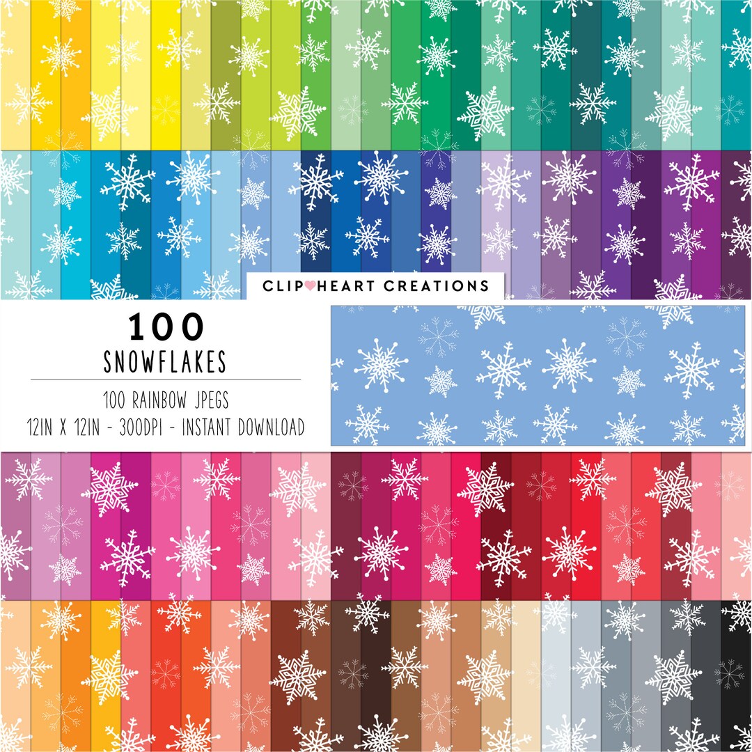 100 Snowflake Pattern Digital Papers, Commercial Use Seamless Winter ...