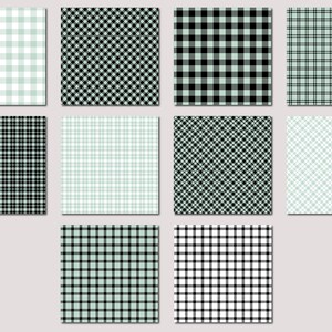 Green Buffalo Plaid Digital Paper Set, Seamless Lumberjack Plaid Papers ...