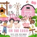 On the Farm Pink Watercolor Clip Art, Commercial Use Instant Download ...
