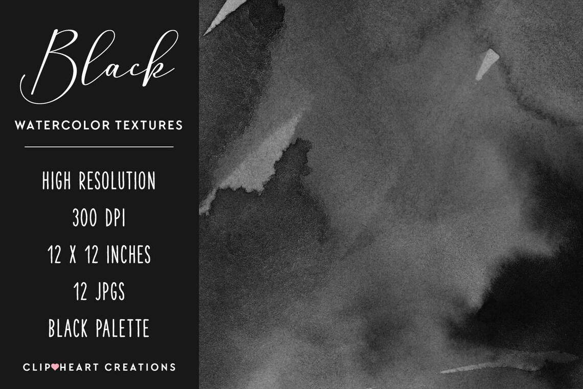 Black Watercolor Digital Papers Commercial Use Instant - Etsy