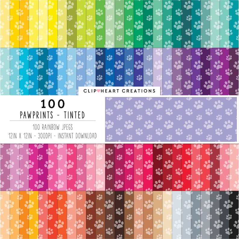 100 Paw Prints Pattern Digital Paper Commercial Use Seamless | Etsy