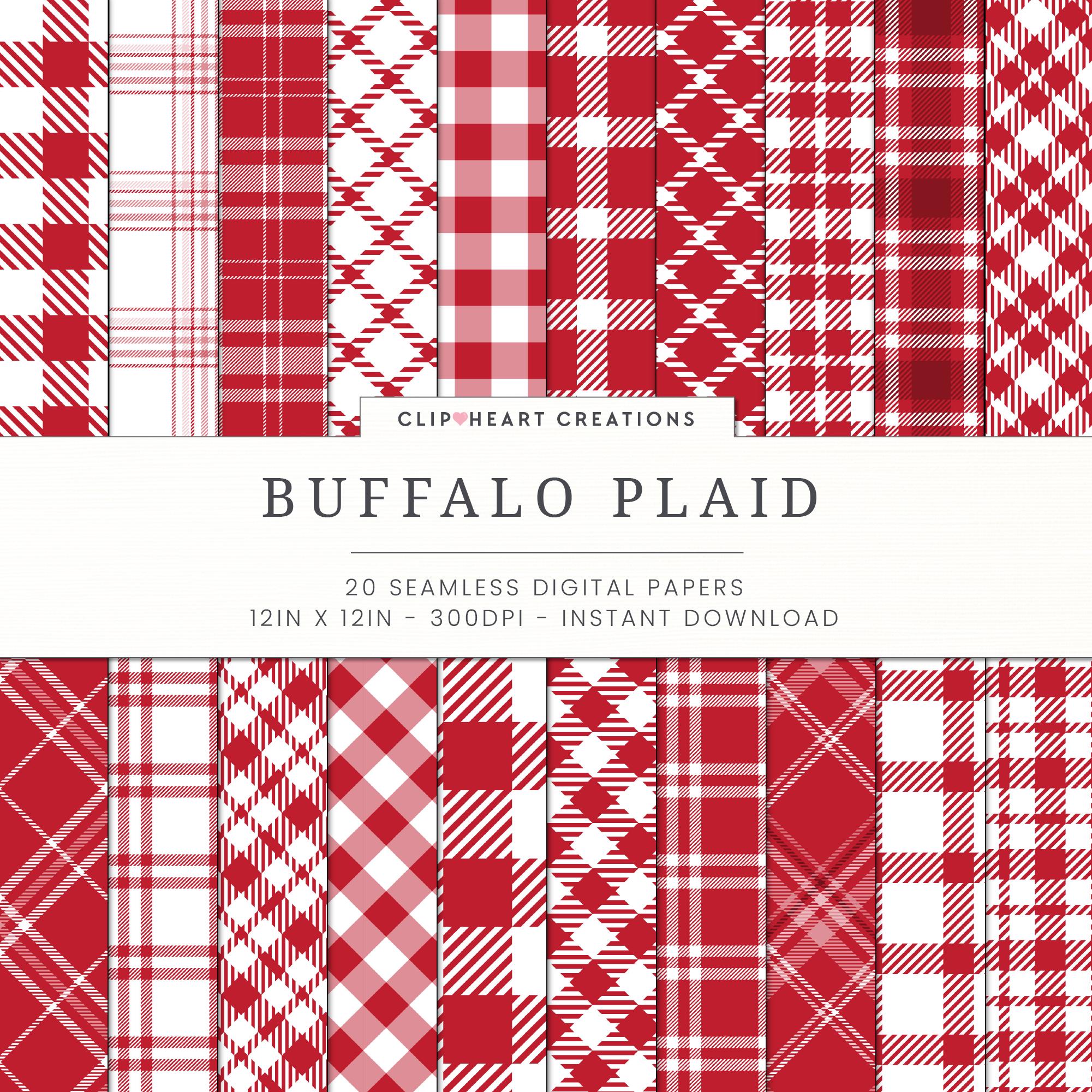 Red Buffalo Plaid Digital Paper Set, Seamless Lumberjack Plaid Papers ...