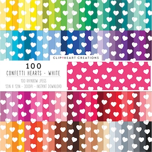 100 Heart Confetti Digital Paper Pack, Commercial Use Instant Download ...