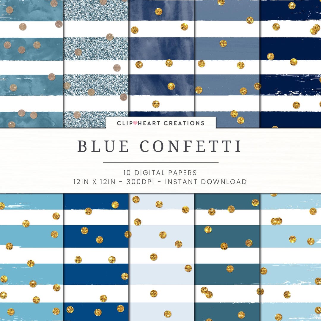 Blue Confetti Sparkle Digital Papers, Commercial Use Instant Download ...