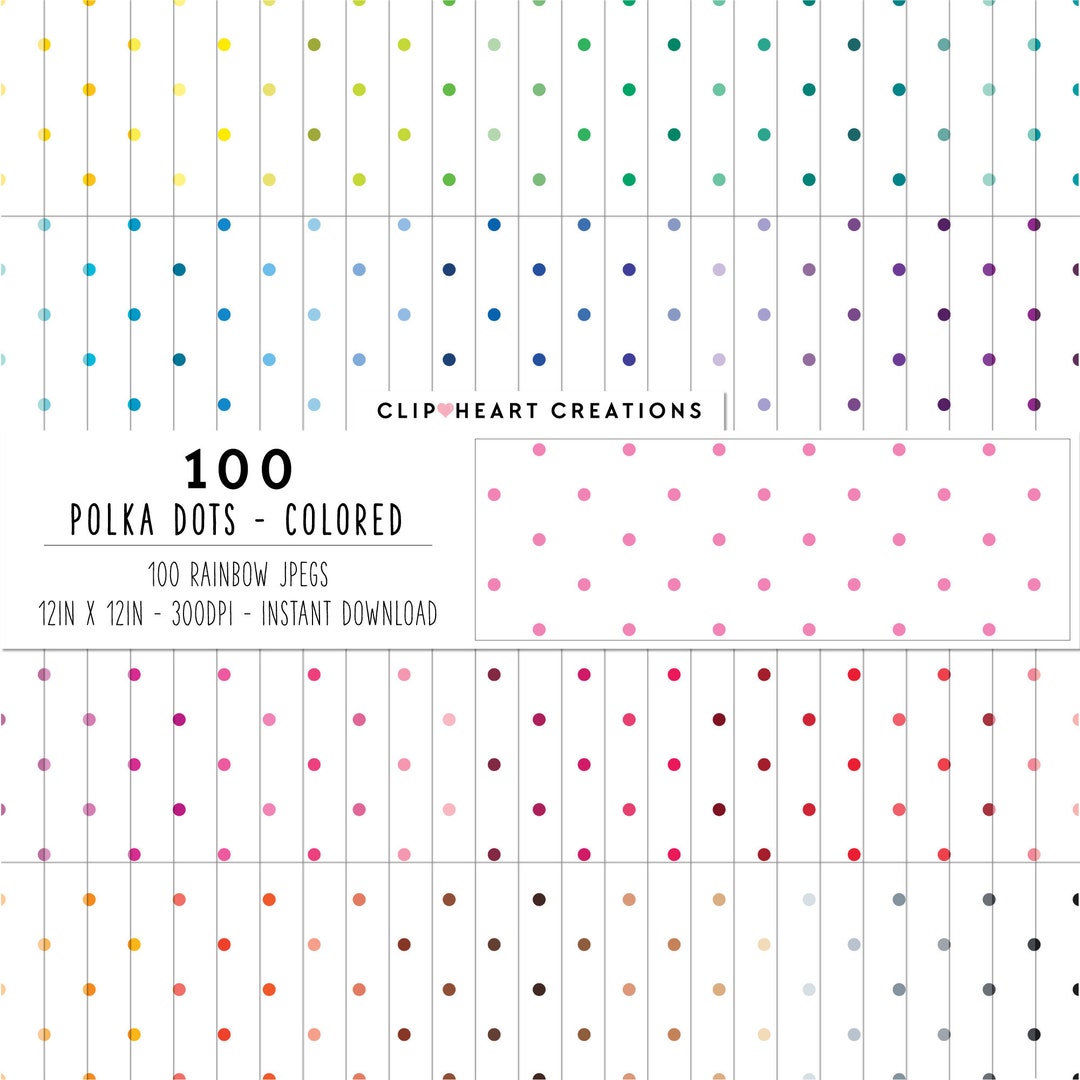 100 Polka Dot Pattern Digital Paper, Commercial Use Instant Download ...