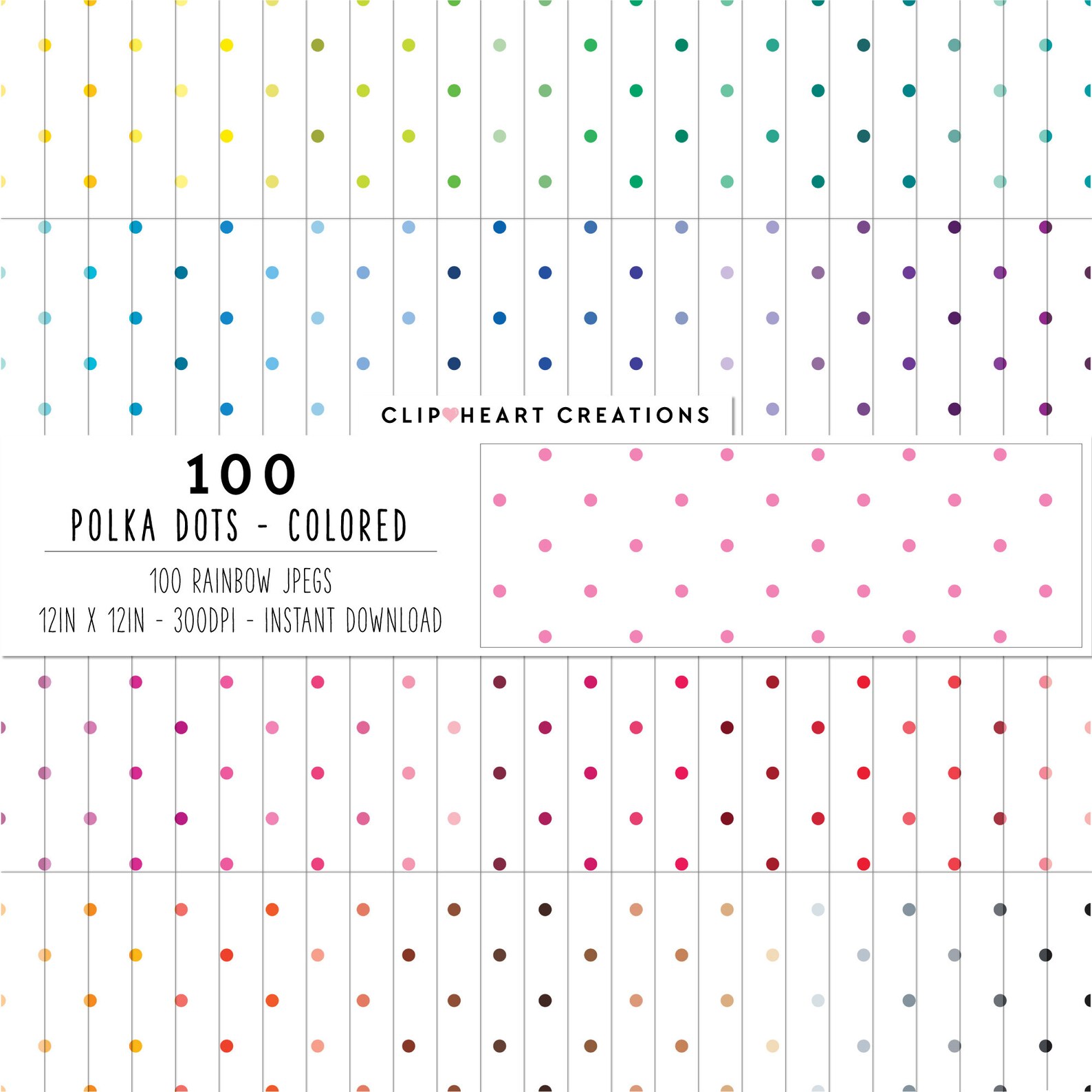 100 Polka Dot Pattern Digital Paper Commercial Use Instant | Etsy
