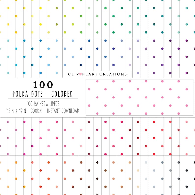 100 Polka Dot Pattern Digital Paper, Commercial Use Instant Download ...