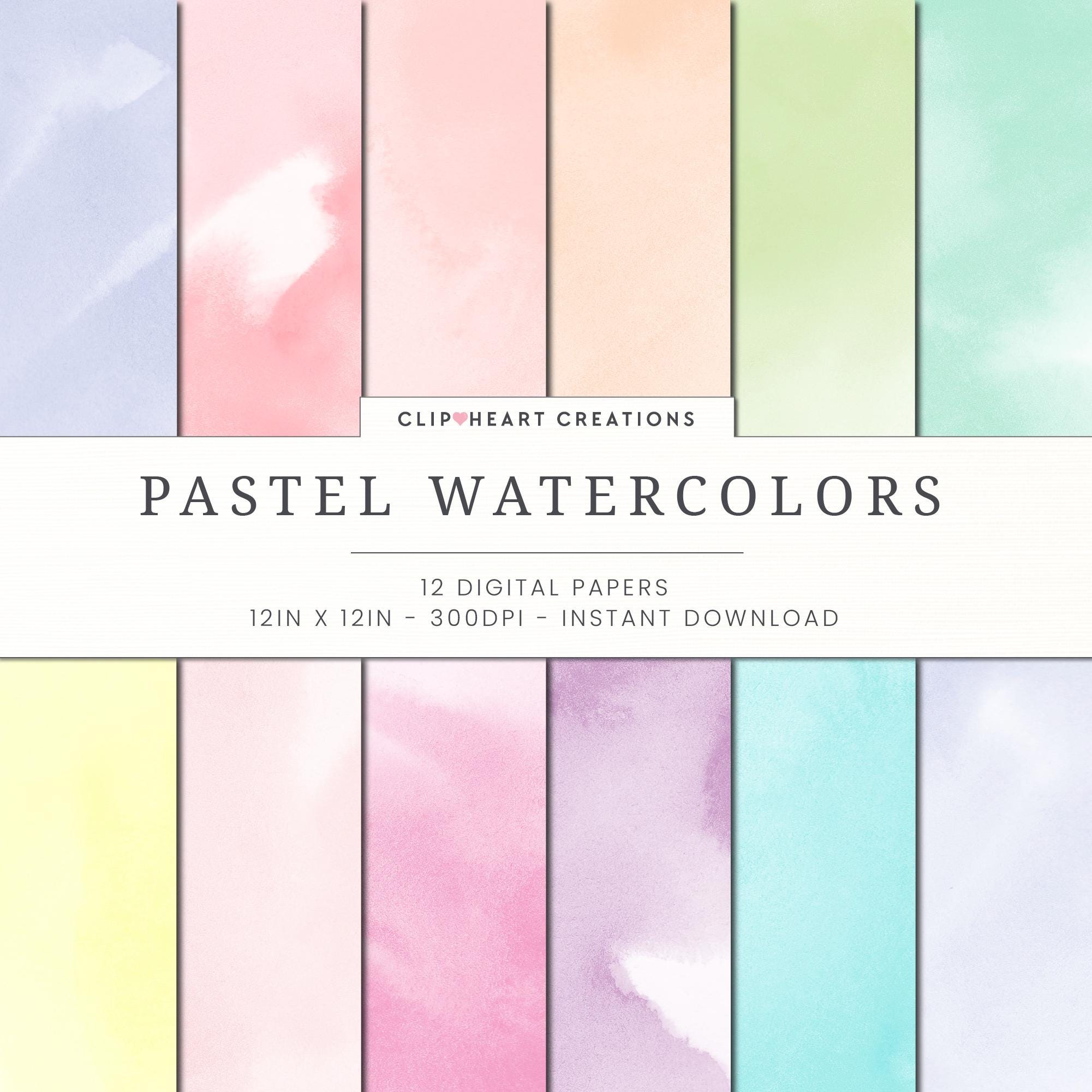 Pastel Watercolor Digital Papers, Commercial Use Instant Download ...
