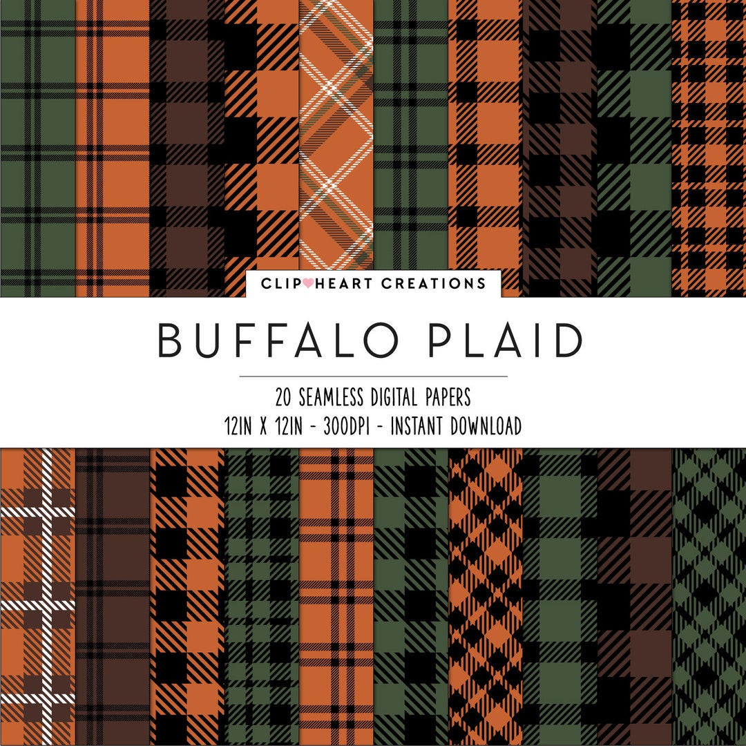 Fall Buffalo Plaid Digital Paper Set, Seamless Lumberjack Plaid Papers ...