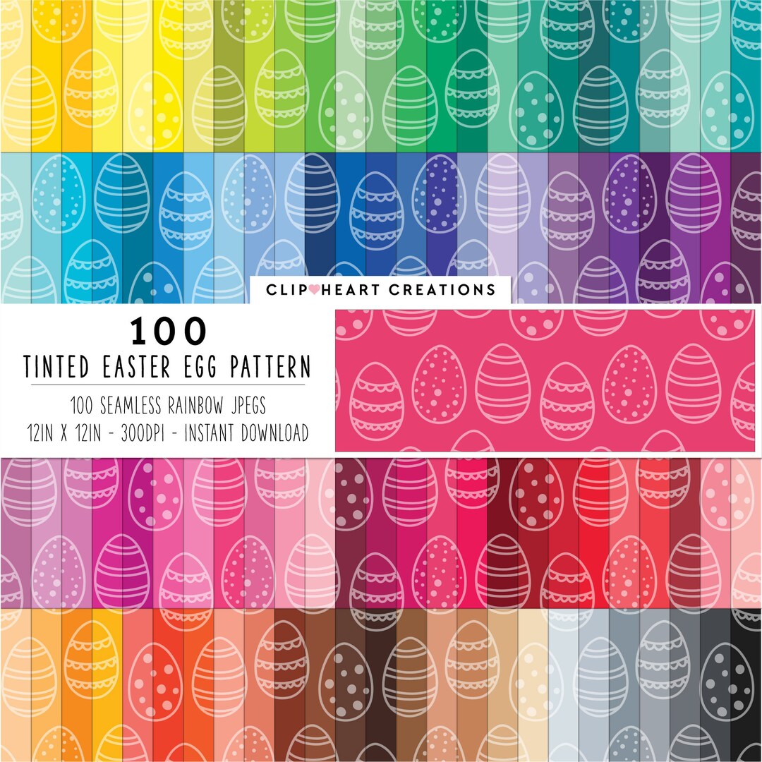 100 Easter Egg Pattern Digital Paper, Commercial Use Seamless Easter ...