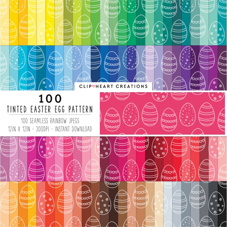 100 Easter Egg Pattern Digital Paper, Commercial Use Seamless Easter ...