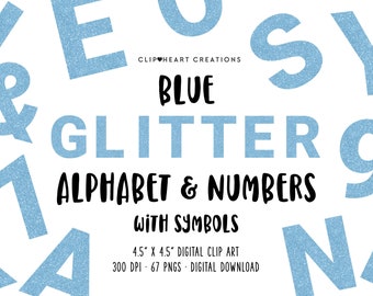 Blue Glitter Letters and Numbers Blue Glitter (Download Now) - Etsy