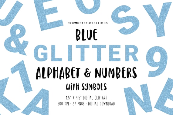 Blue Glitter Alphabet Clip Art Commercial Use Instant | Etsy