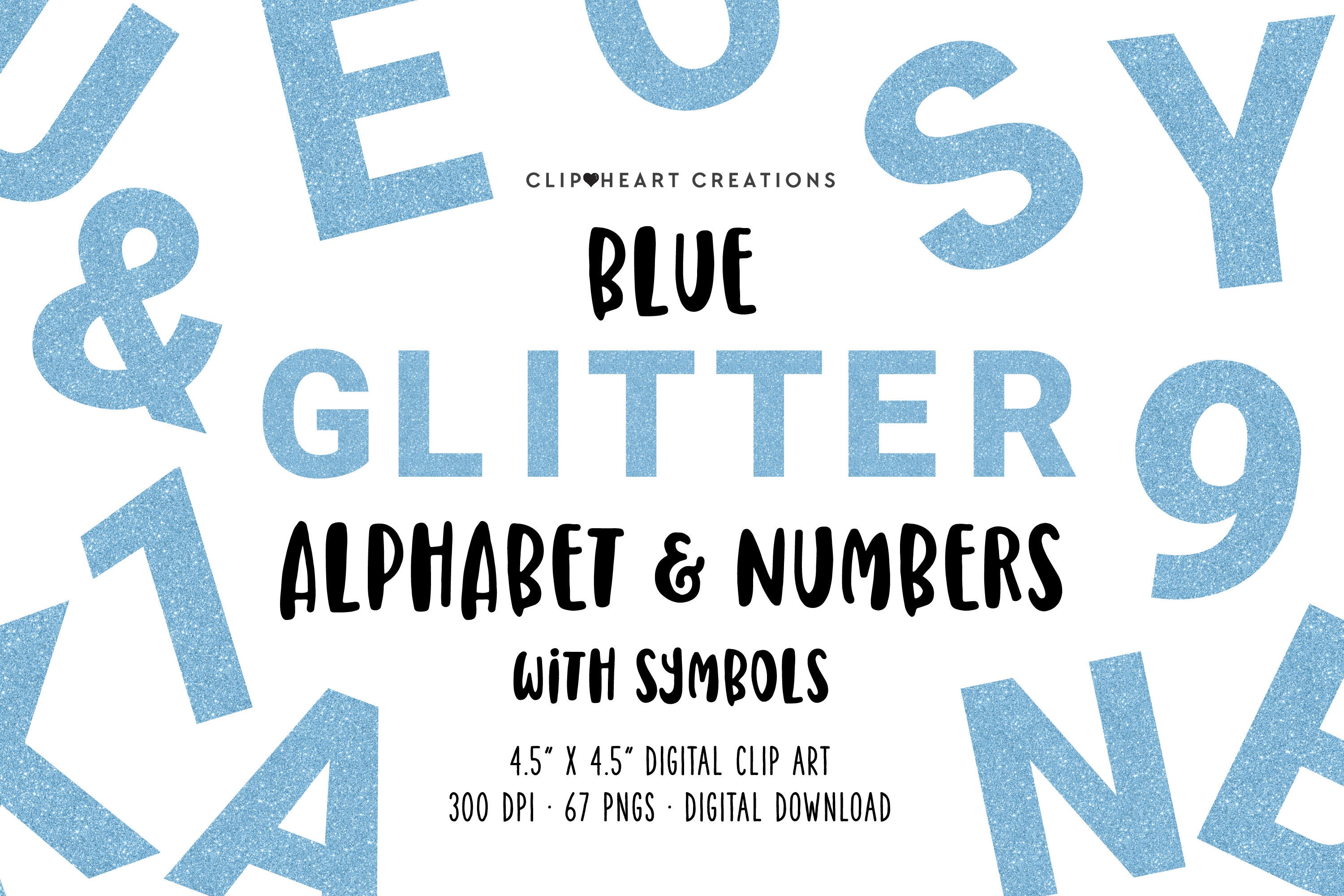 Blue Glitter Alphabet Clip Art, Commercial Use Instant Download Glitter ...