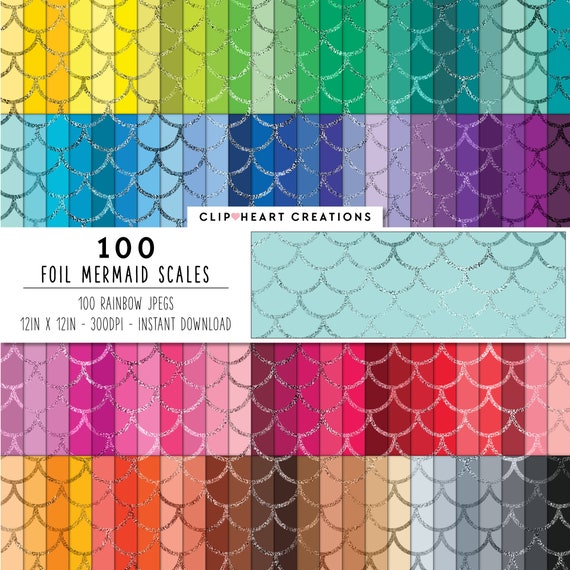 100 Foil Mermaid Scales Digital Papers Commercial Use Instant - Etsy