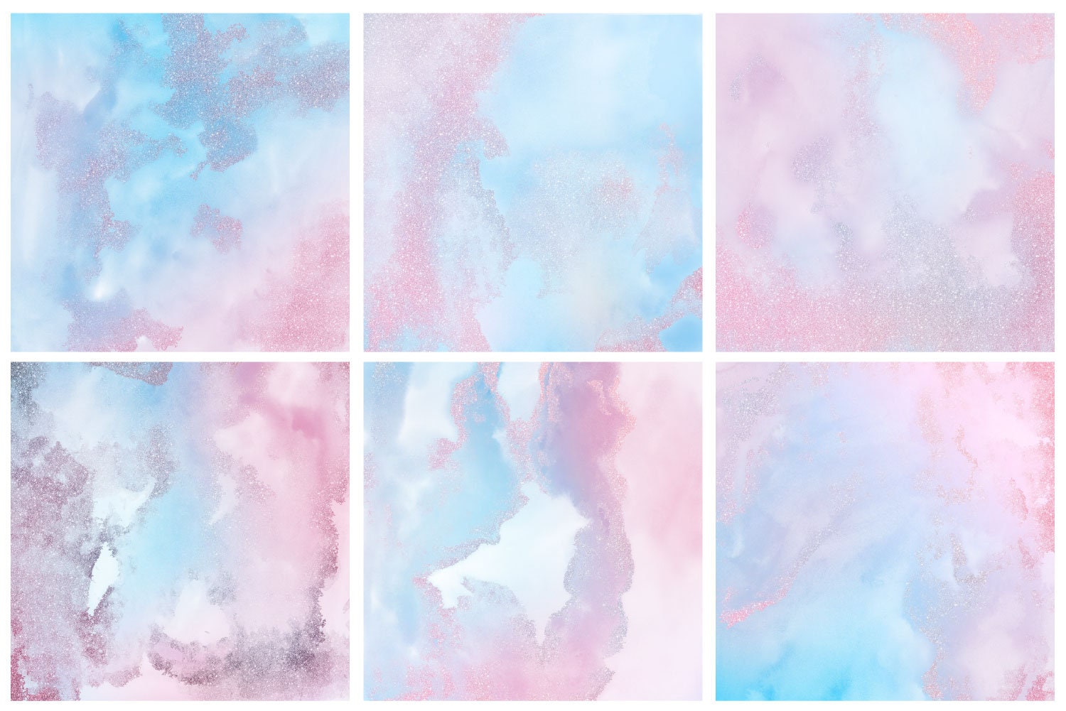 Pink and Blue Glitter Watercolor Digital Papers Commercial - Etsy