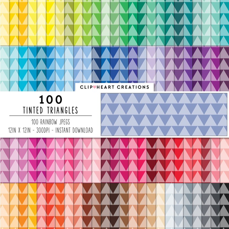 100 Triangle Pattern Digital Paper Commercial Use Instant | Etsy