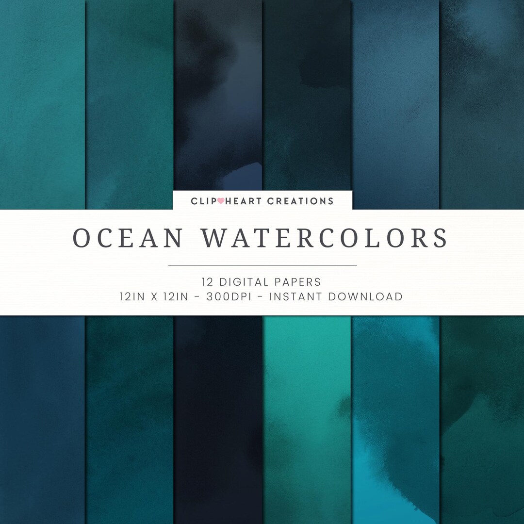Blue Watercolor Digital Papers, Commercial Use Instant Download ...