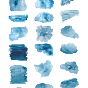 Blue Watercolor Shapes Clip Art, Commercial Use Instant Download PNG ...
