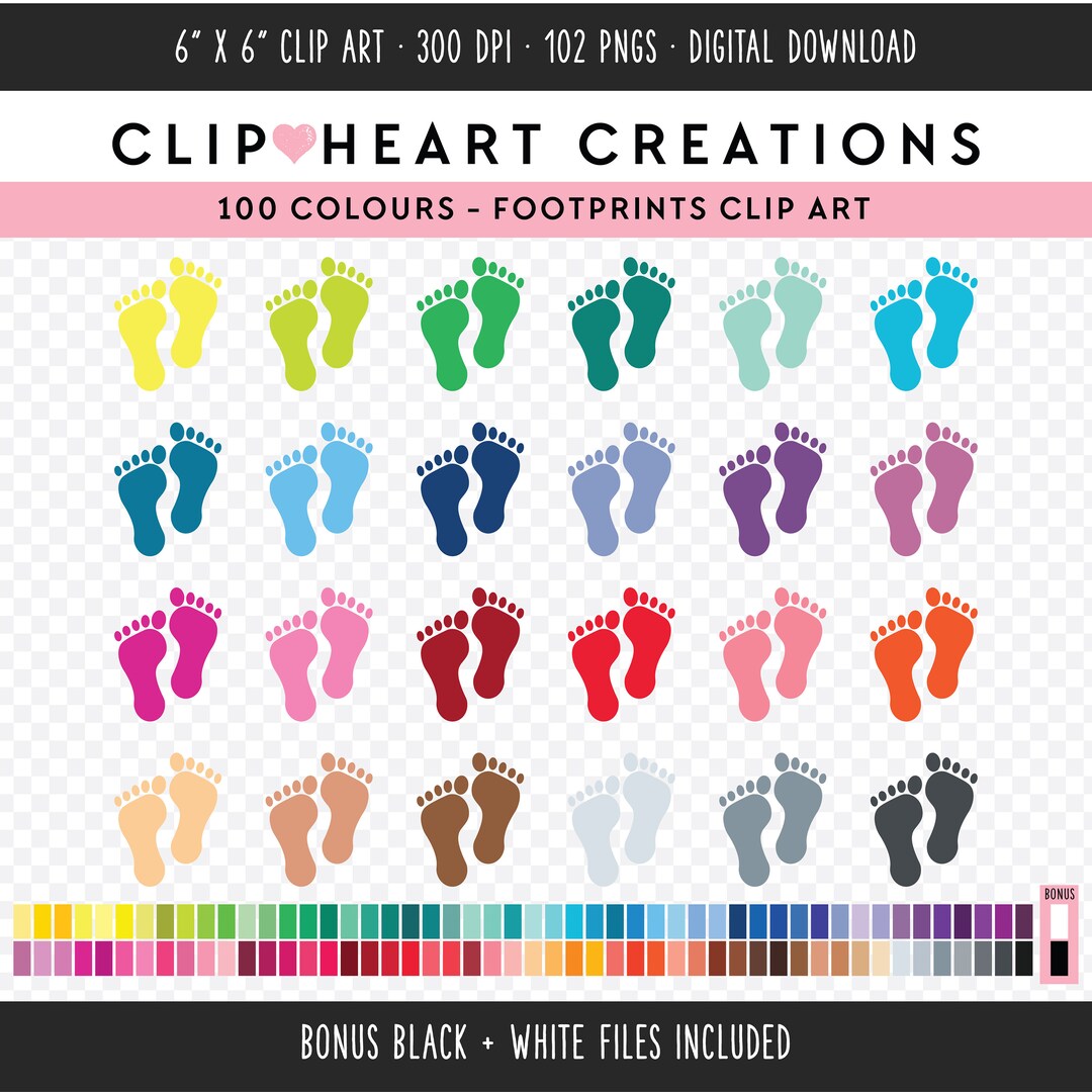 100 Footprints Clip Art, Commercial Use Instant Download PNG Footprint ...