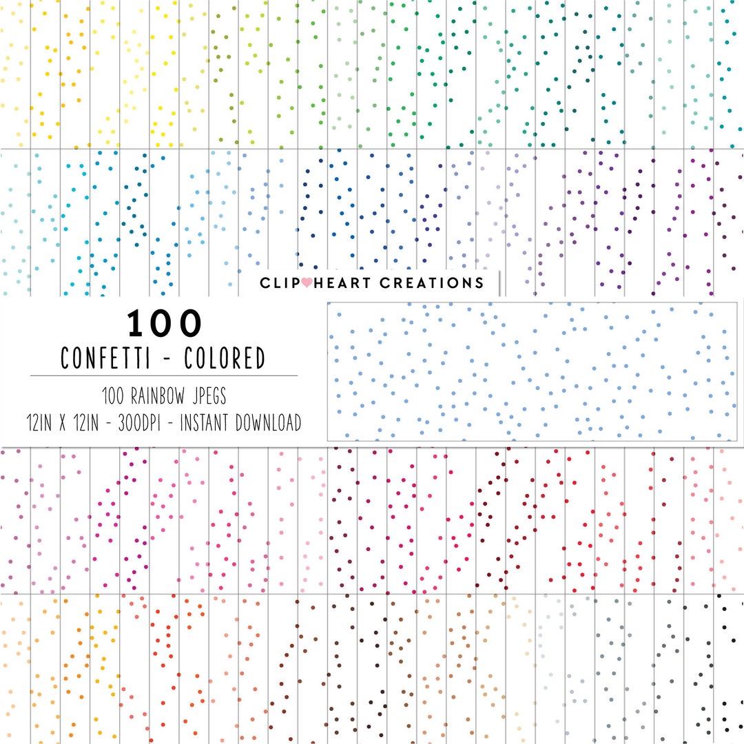 100 Confetti Speckle Digital Papers, Commercial Use Seamless Color ...
